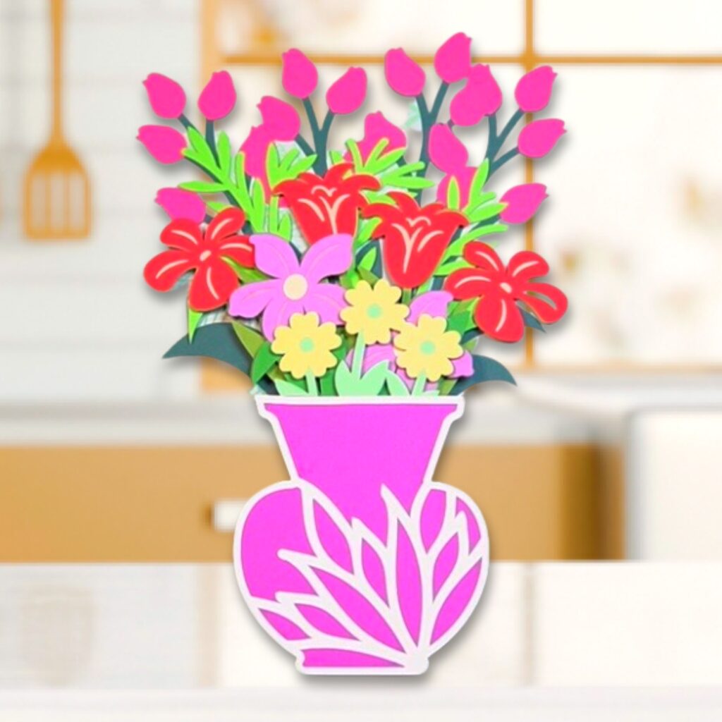 How to Make a Layered Flowers in Vase Paper Art - The Bearded Housewife